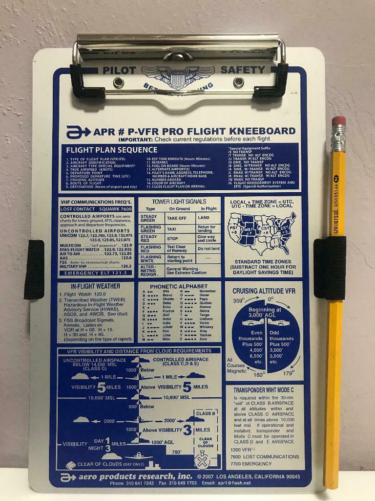 APR, Deluxe VFR Pro Flight Kneeboard, p/n P-VFR – World Pilot Supplies
