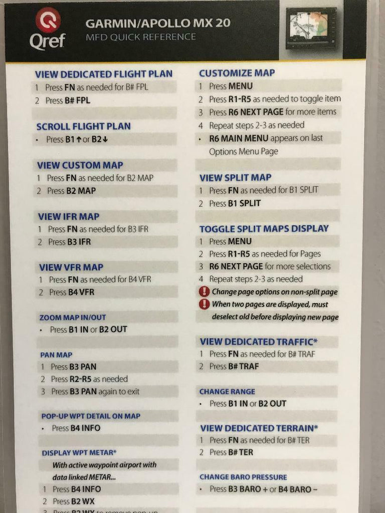 Qref, Quick Reference Checklist Avionics, Portable GPS, Panel Mount Av ...